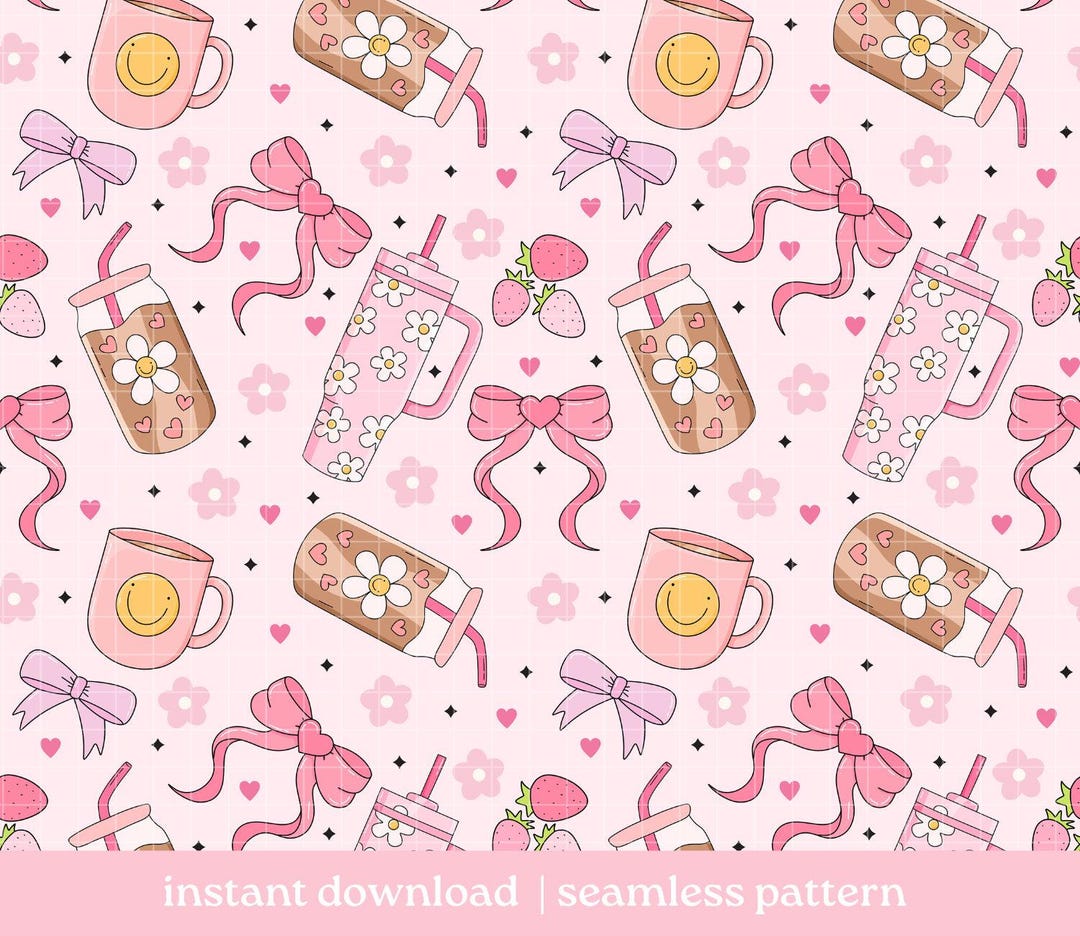Pink Essentials Seamless Pattern, Soft Girl Pattern, Digital Download ...