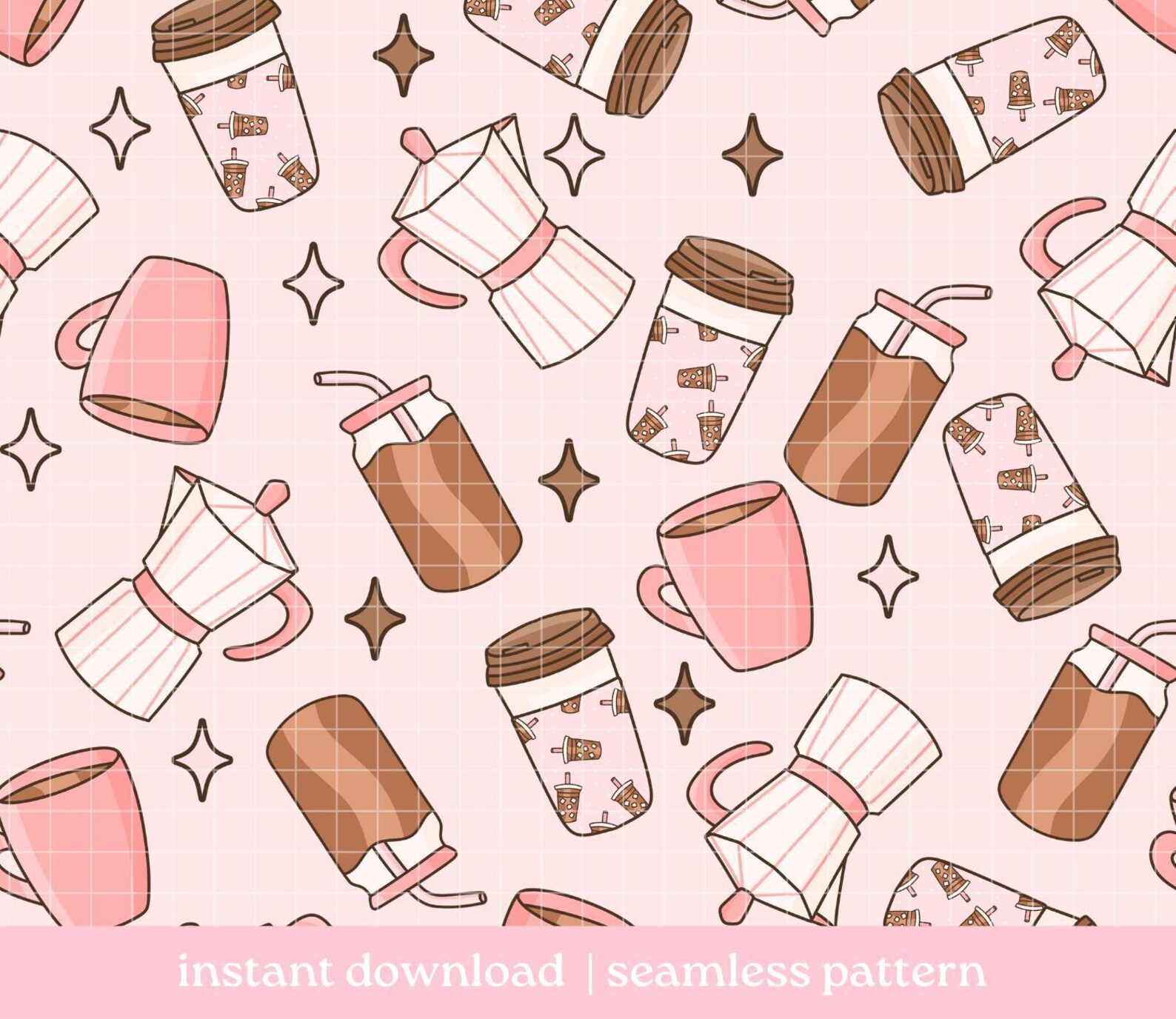 Coffee Seamless Pattern, Cafe Coffee Pattern, Digital Download ...