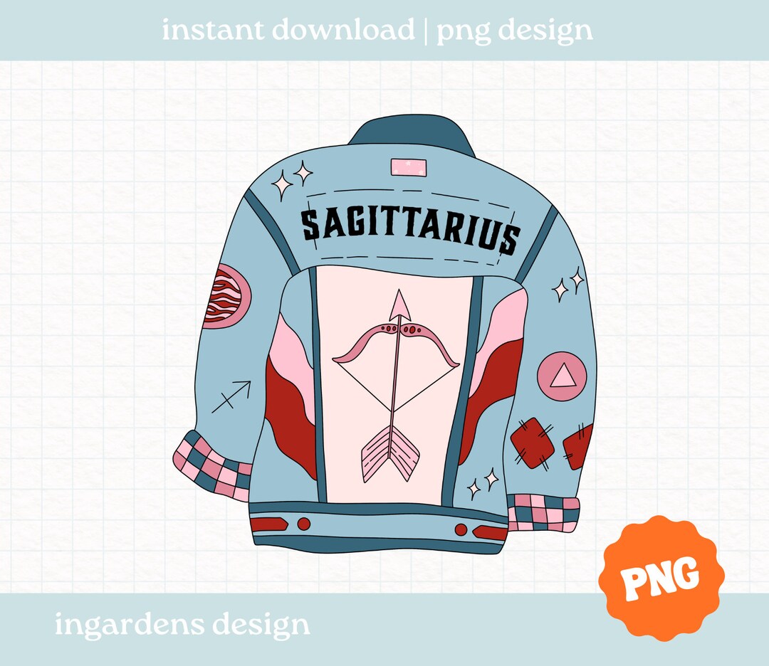 Sagittarius Zodiac Jean Jacket PNG, Digital Download Design for T-shirt ...