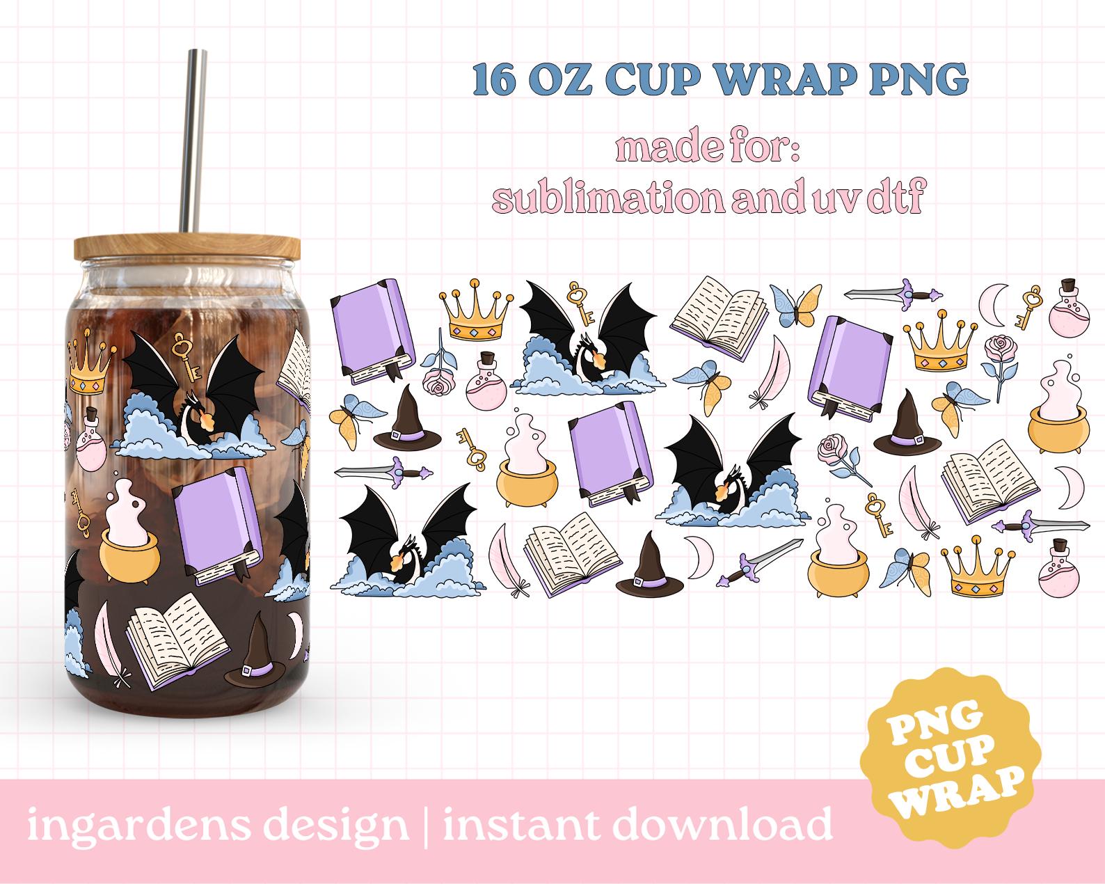 Fantasy Cup Wrap PNG, Bookish Cup Wrap PNG Digital Download, Design for ...