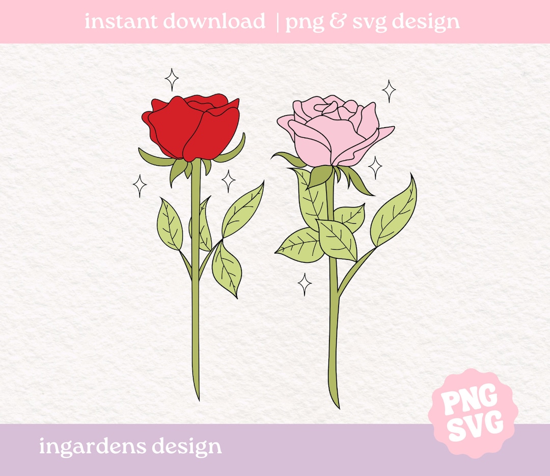 Roses SVG PNG, Digital Download Art for Tshirt, Stickers, Mugs, Tote ...