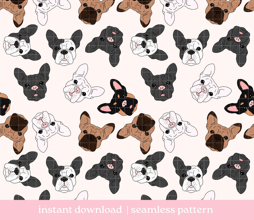 French Bulldog Faces Pattern, Digital Download, Seamless Pattern ...