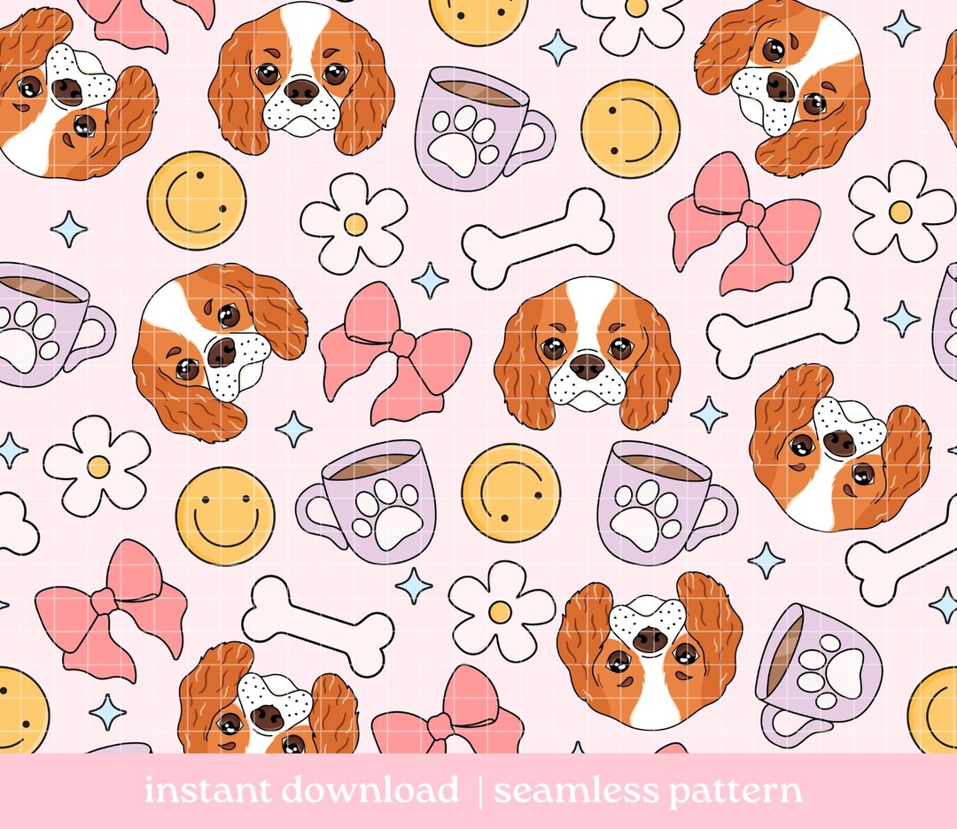 Spaniel Dog Seamless Pattern PNG, Digital Download, Seamless Pattern ...