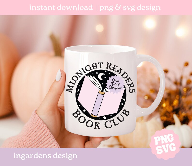 Midnight Readers Book Club PNG SVG, Bookish Png Svg, Digital Download ...