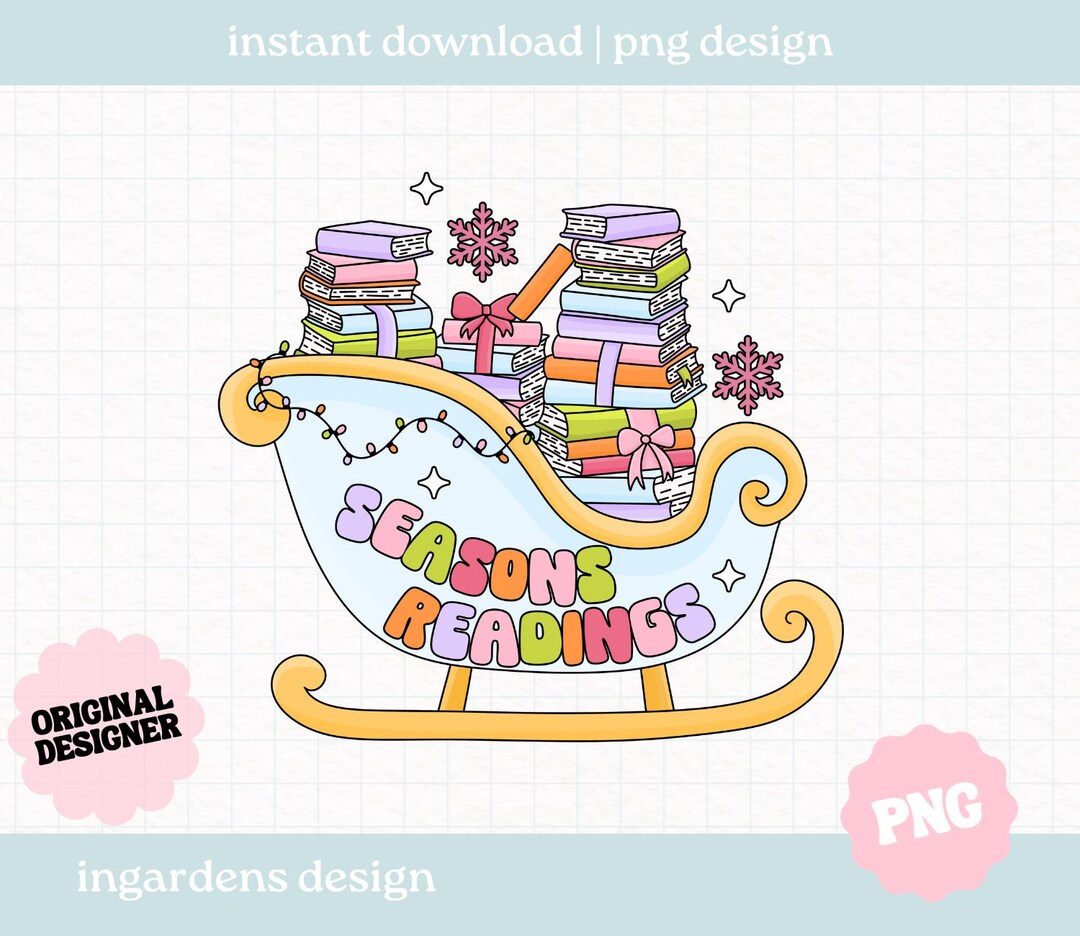 Seasons Readings PNG, Christmas Cute Bookish Design, Digital Design for ...