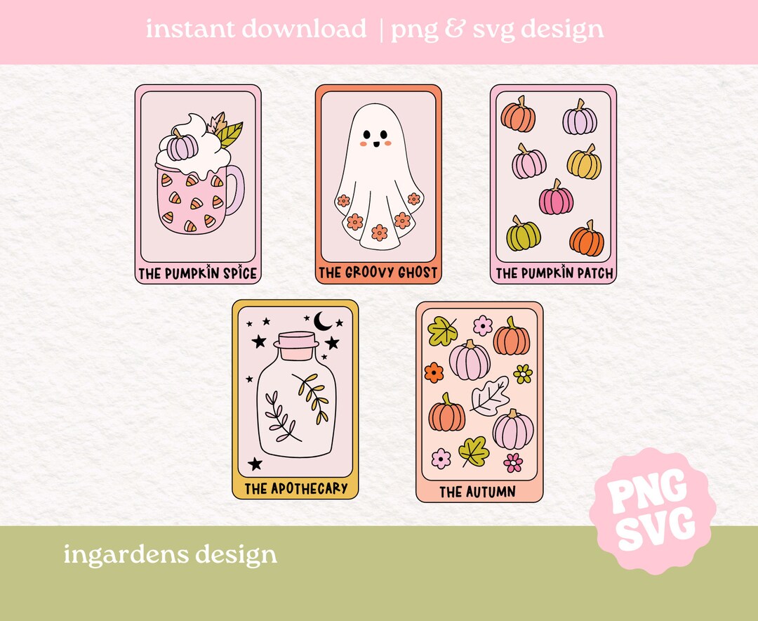 Fall Tarot Card Bundle SVG PNG Pumpkin Fall Autumn October - Etsy
