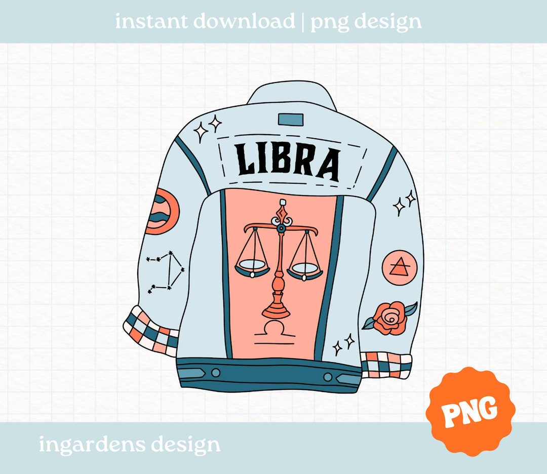 Libra Zodiac Jean Jacket PNG, Digital Download Design for T-shirt ...