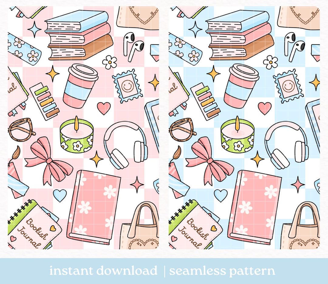 Bookish Seamless Pattern PNG, Seamless Pattern Digital Download, Repeat ...