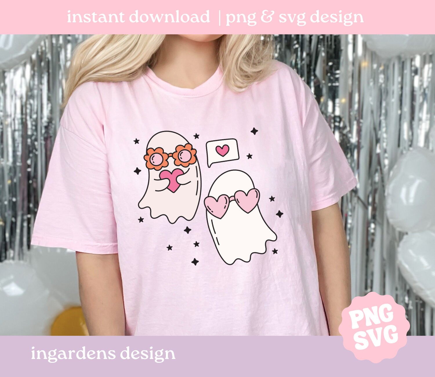 Heart Ghosts SVG PNG, Digital Download Art for Tshirt, Stickers, Mugs ...