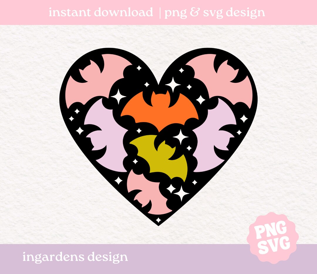 Bat Heart SVG PNG, Halloween Design Png Svg - Etsy