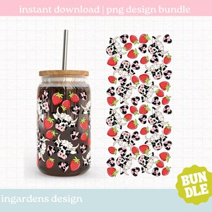 Cute Strawberry Cow PNG Bundle, Cup Wrap, Seamless Pattern, T-shirt ...