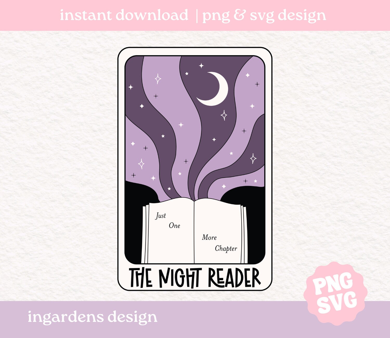 The Night Reader Tarot Card SVG PNG, Design for Tarot Card, Bookish Png ...