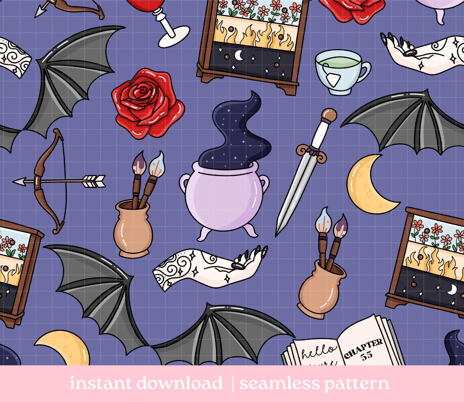 ACOTAR Seamless Pattern PNG, Digital Download, Repeat Pattern - Etsy