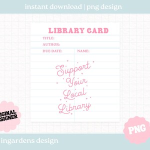 Library Card PNG, Bookish Png, Bookish Brunch Digital Download Art for ...