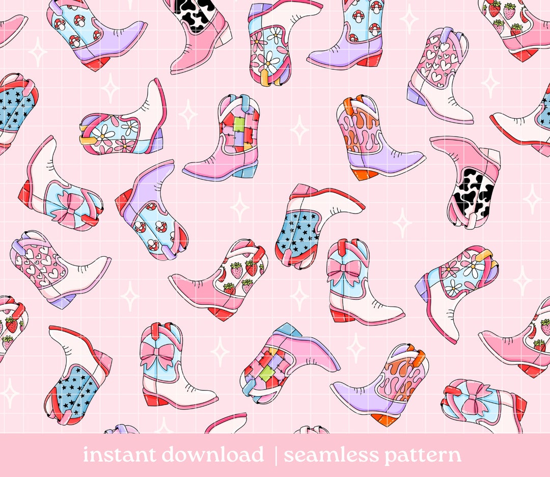 Cowgirl Boots Seamless Pattern, Cowgirl Boots Pattern, Digital Download ...