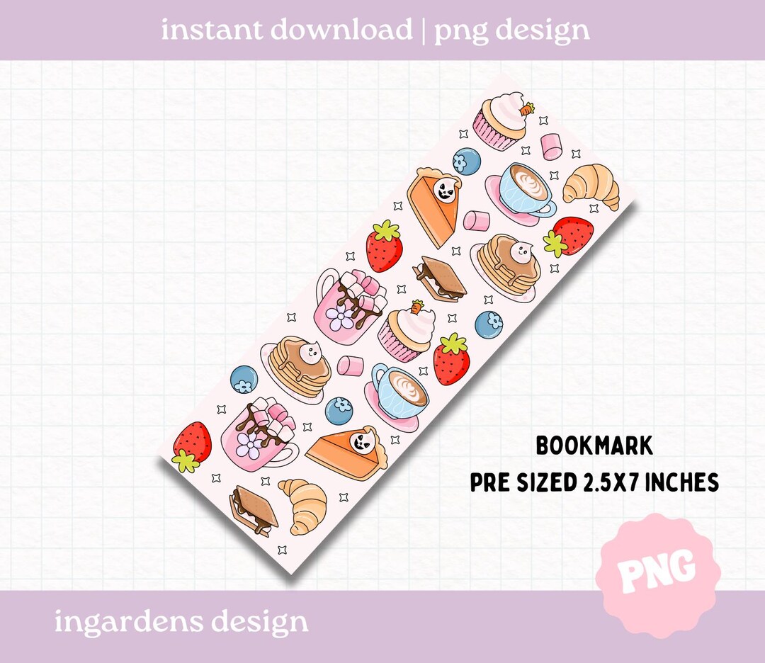 Treat Food Bookmark PNG, Digital Bookmark, Printable Bookmark, Digital ...