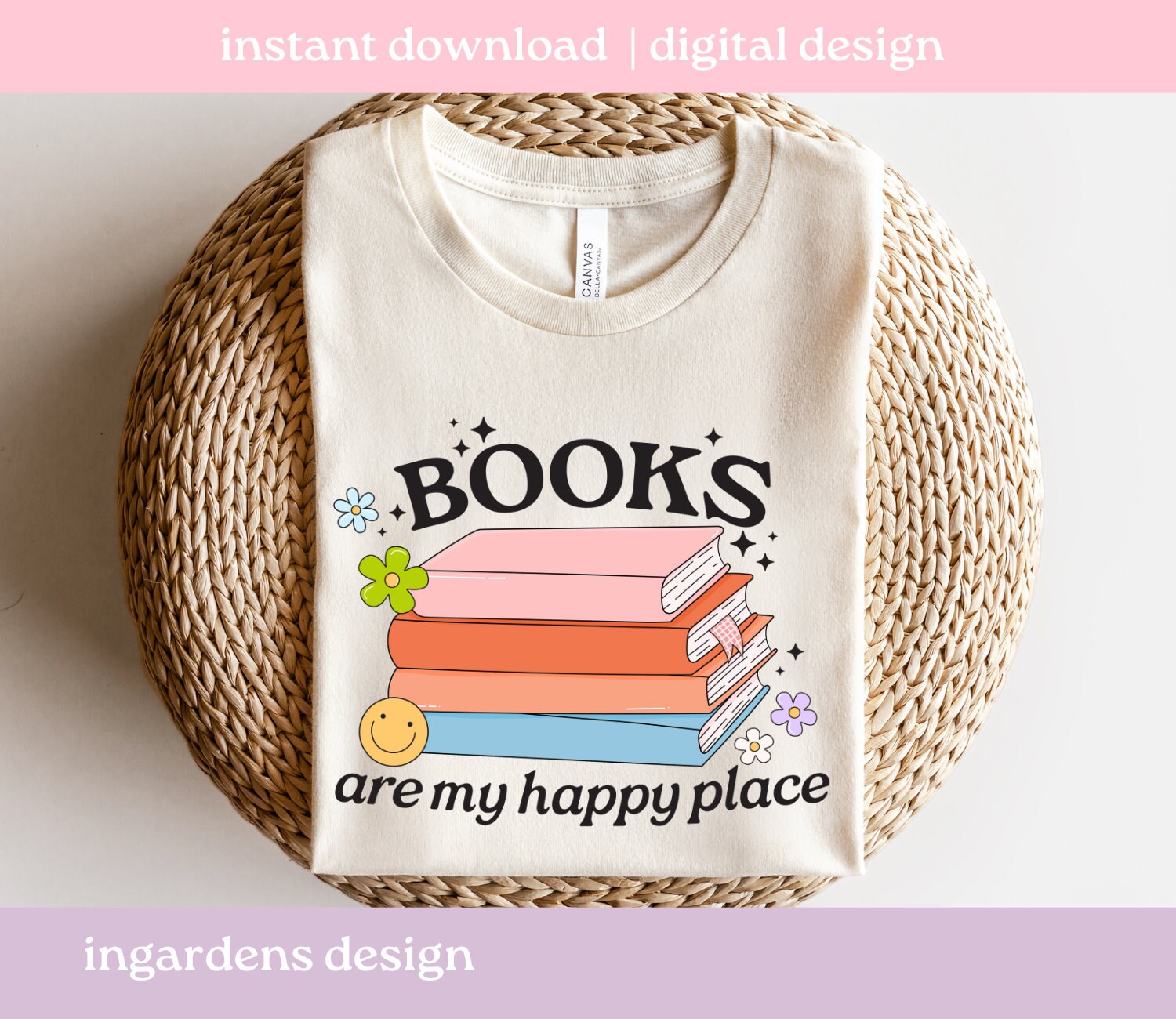 Books Are My Happy Place PNG and SVG, Bookish Png Sublimation Design ...