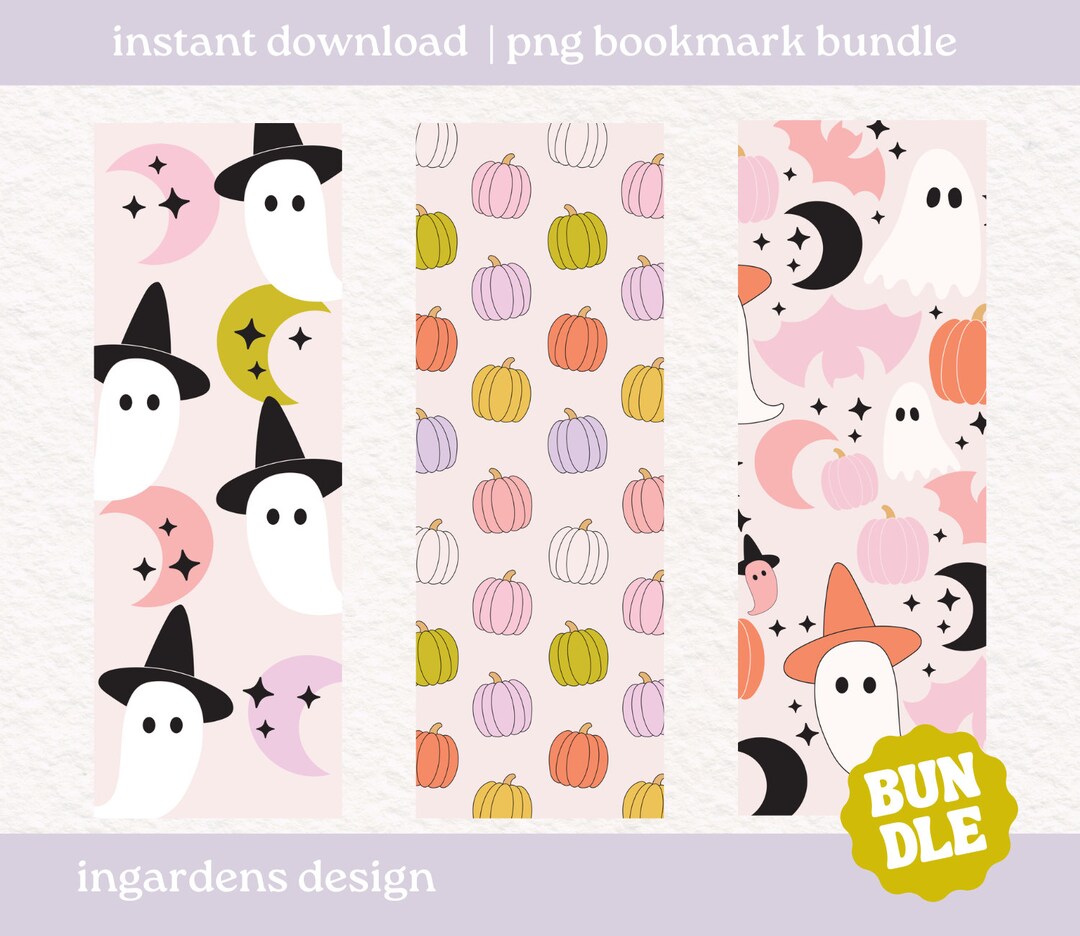 Halloween Bookmark Bundle PNG, Printable Design for Bookmarks ...