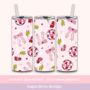 Cherry Disco Bow Seamless Pattern, Soft Girl Pattern, Digital Download ...