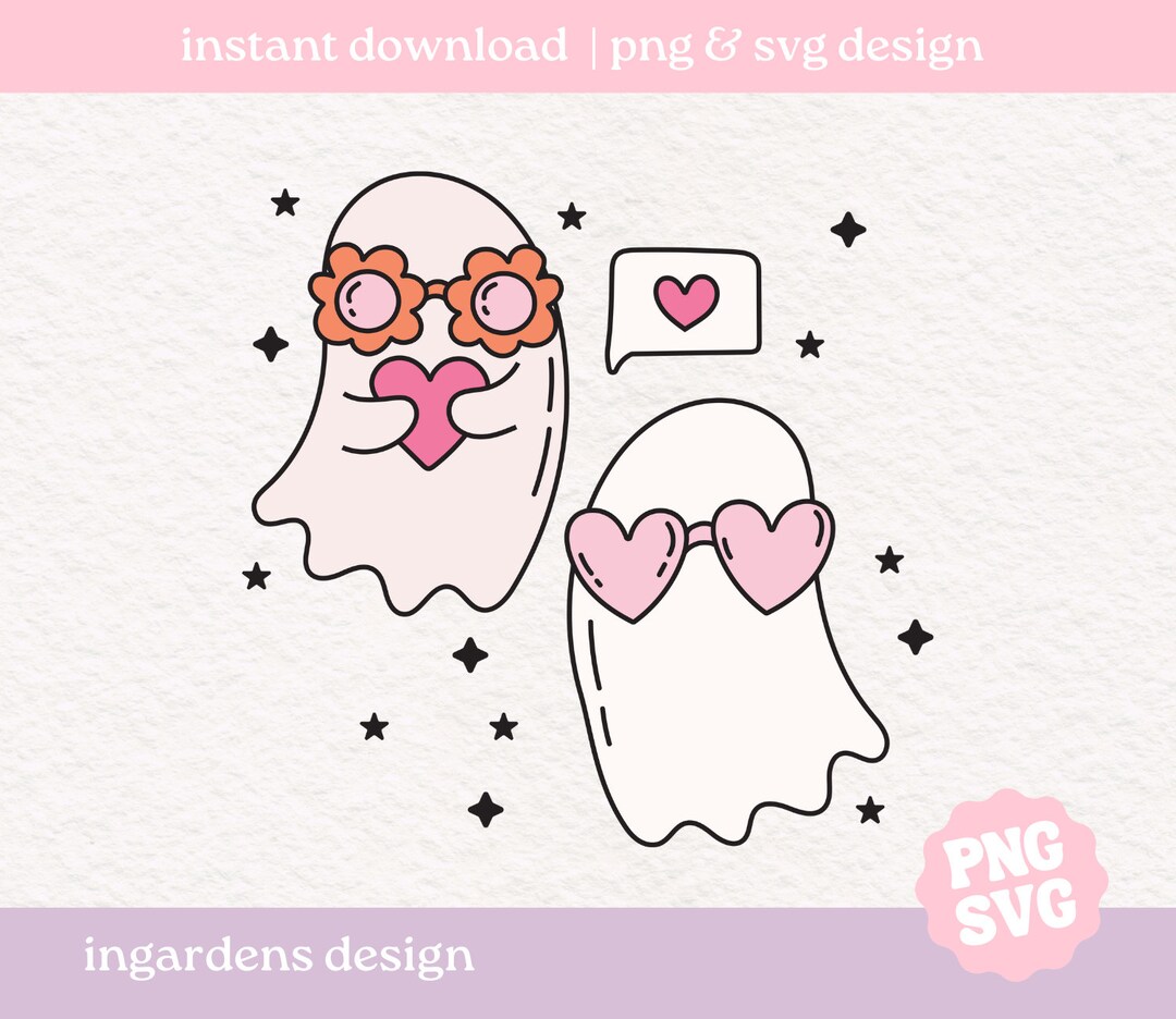Heart Ghosts SVG PNG, Digital Download Art for Tshirt, Stickers, Mugs ...