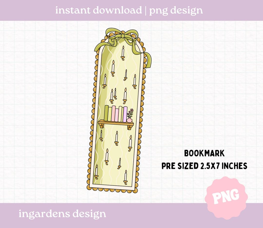 Book Shelf Bookmark PNG, Bookish Reader Bookmarks PNG, Digital Download ...