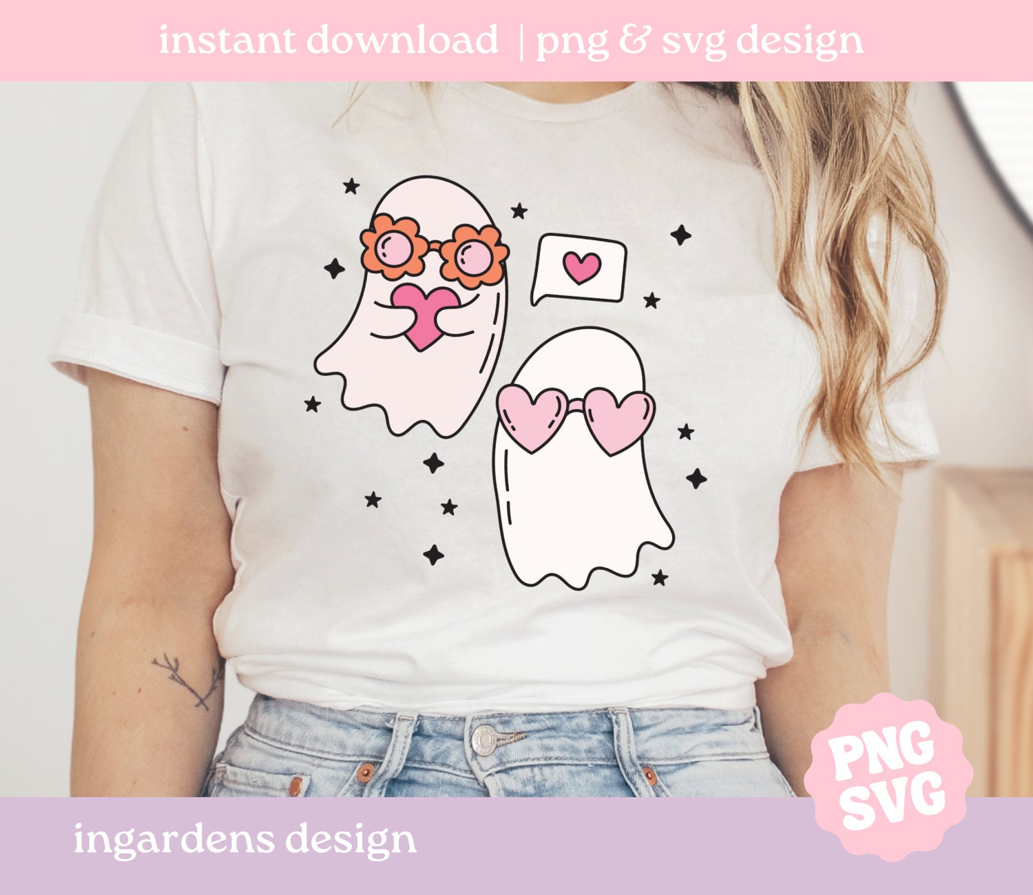 Heart Ghosts SVG PNG, Digital Download Art for Tshirt, Stickers, Mugs ...