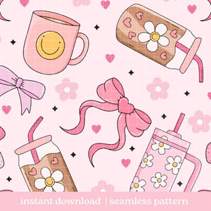 Pink Essentials Seamless Pattern, Soft Girl Pattern, Digital Download ...