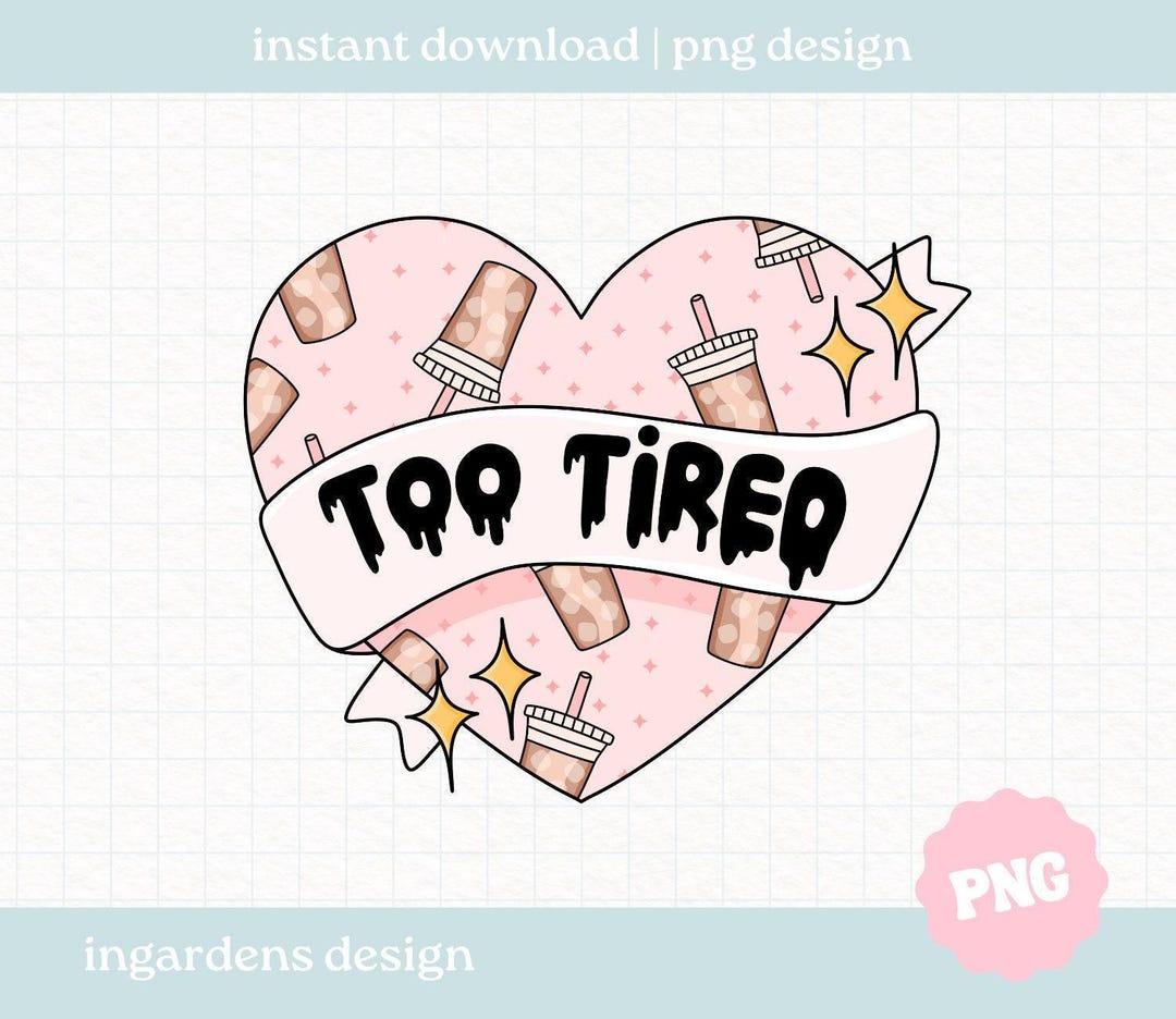 Too Tired Heart PNG, Iced Coffee Png, Coffee Png, Trendy Coffee Png ...