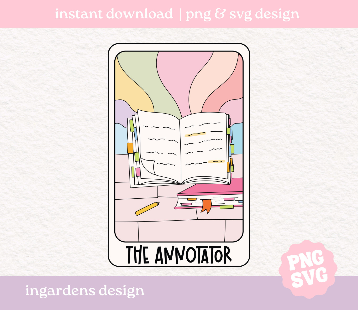 The Annotator Tarot Card SVG PNG, Design for Tarot Card, Bookish Png ...