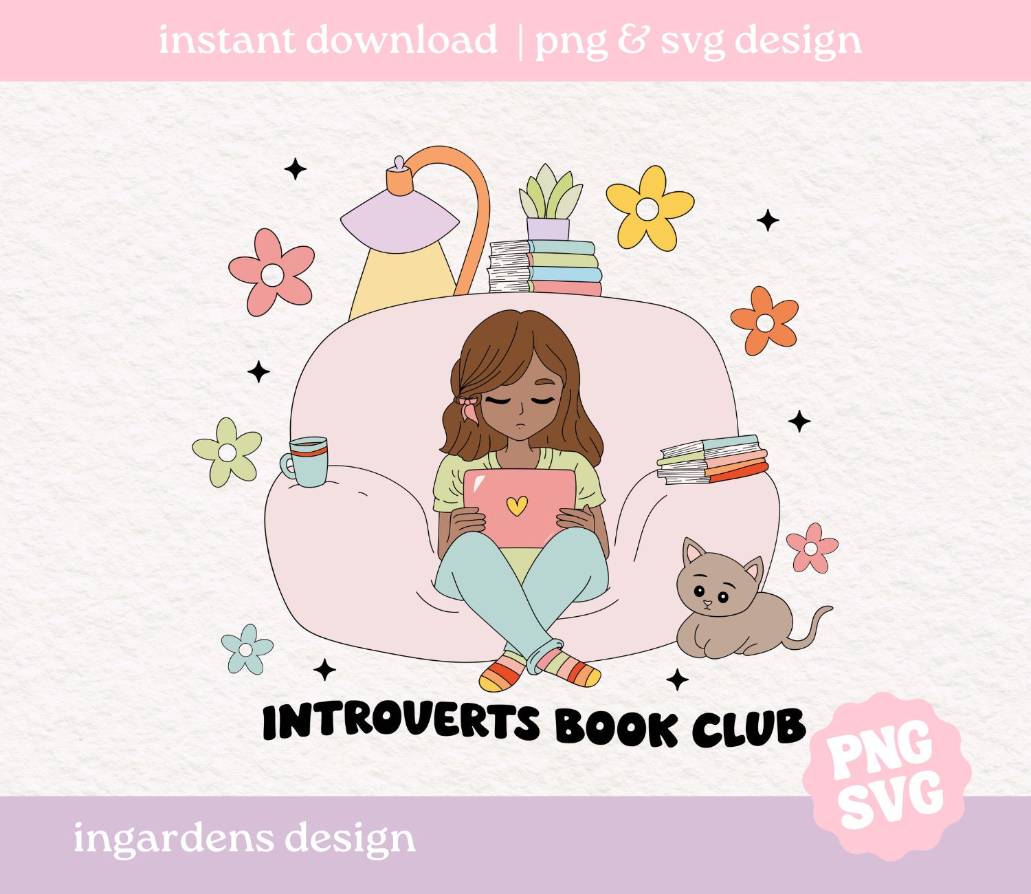 Introverts Book Club PNG SVG, Bookish Svg Png, Mental Health Png Svg ...