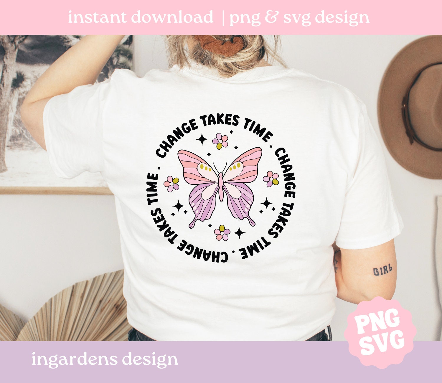 Change Takes Time PNG SVG Butterfly Design for T-shirt - Etsy