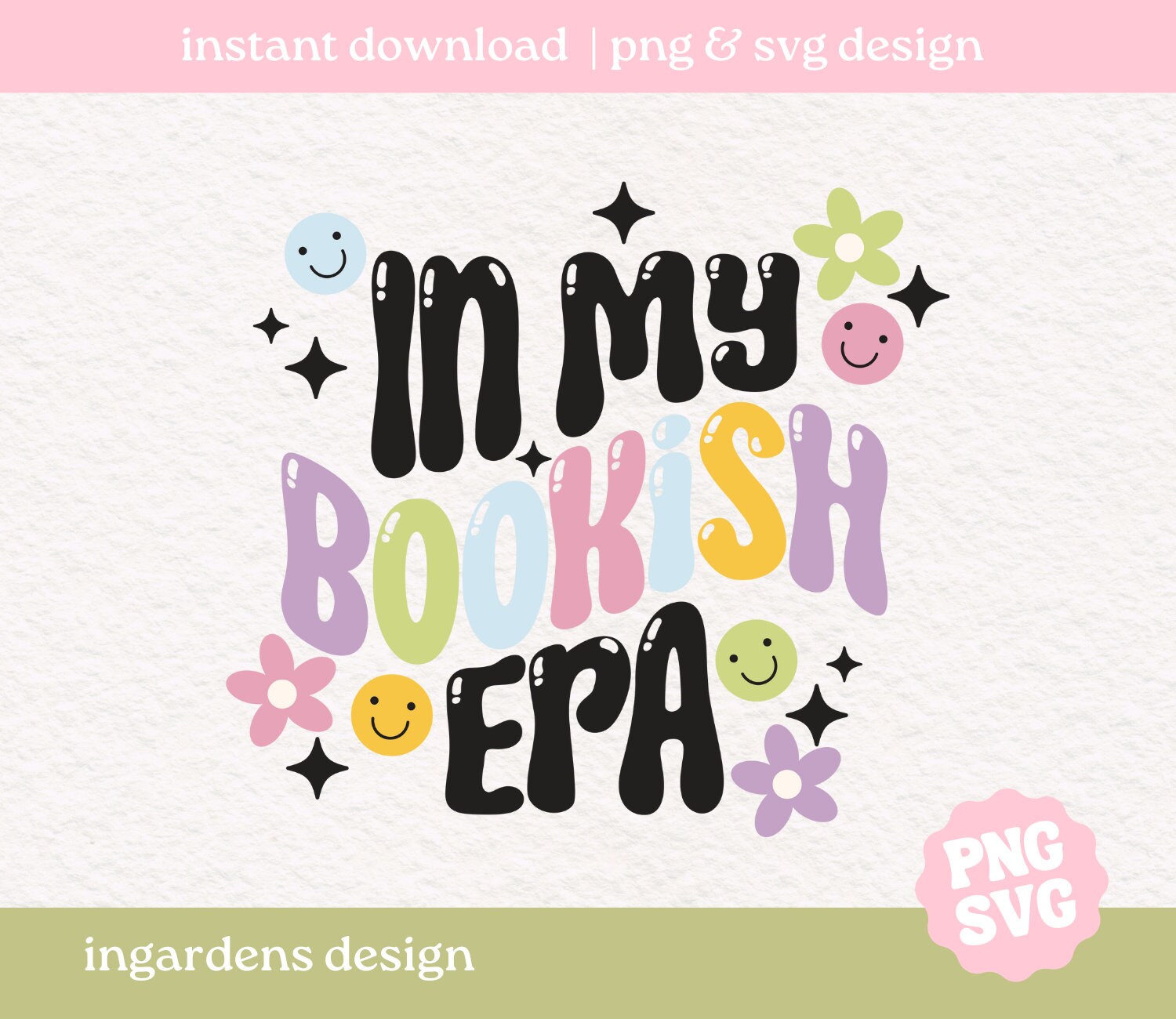In My Bookish Era PNG SVG, Trendy Wavey Text, Bookish Png, Bookish Png ...
