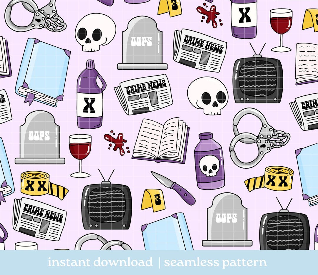 True Crime Seamless Pattern PNG, Bookish Seamless Pattern, Digital ...