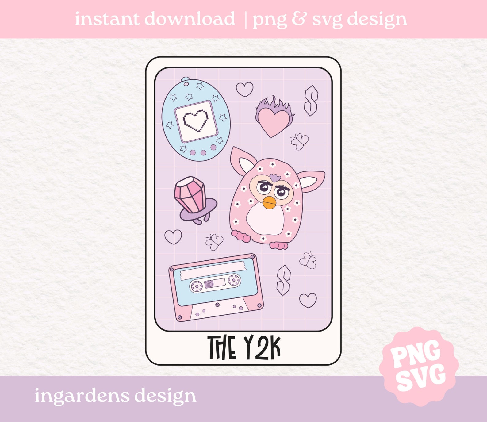 The Y2K Tarot Card SVG PNG, Design for Tarot Card, Digital Design ...