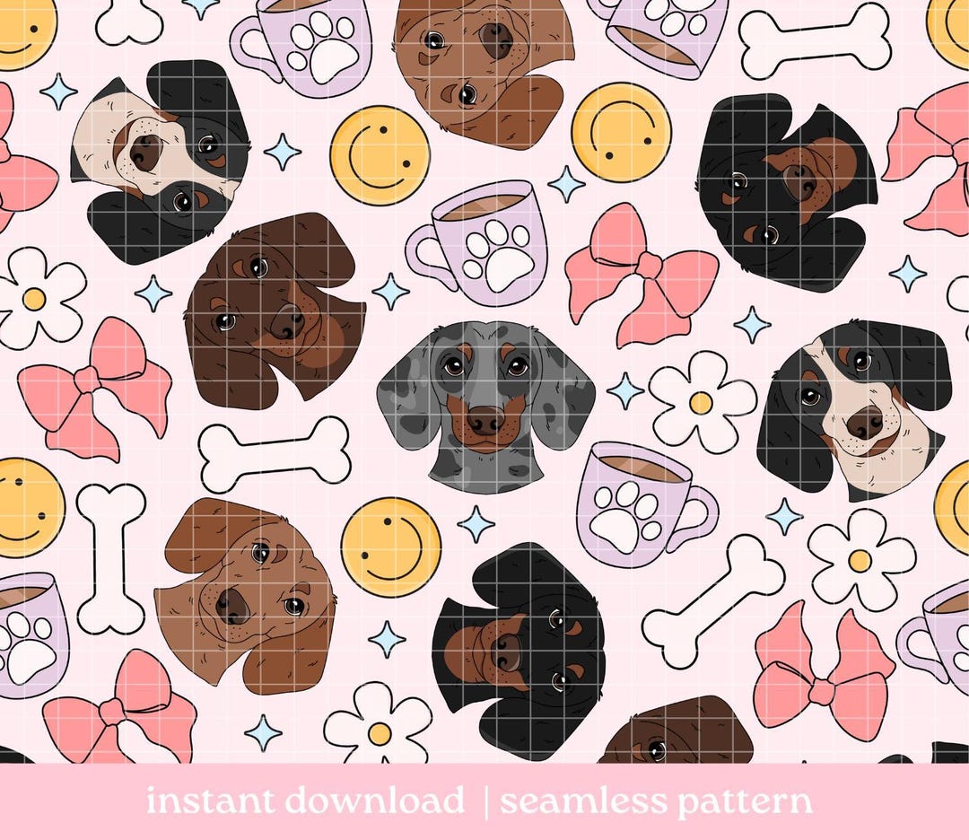 Dachshund Dog Seamless Pattern PNG, Digital Download, Seamless Pattern ...
