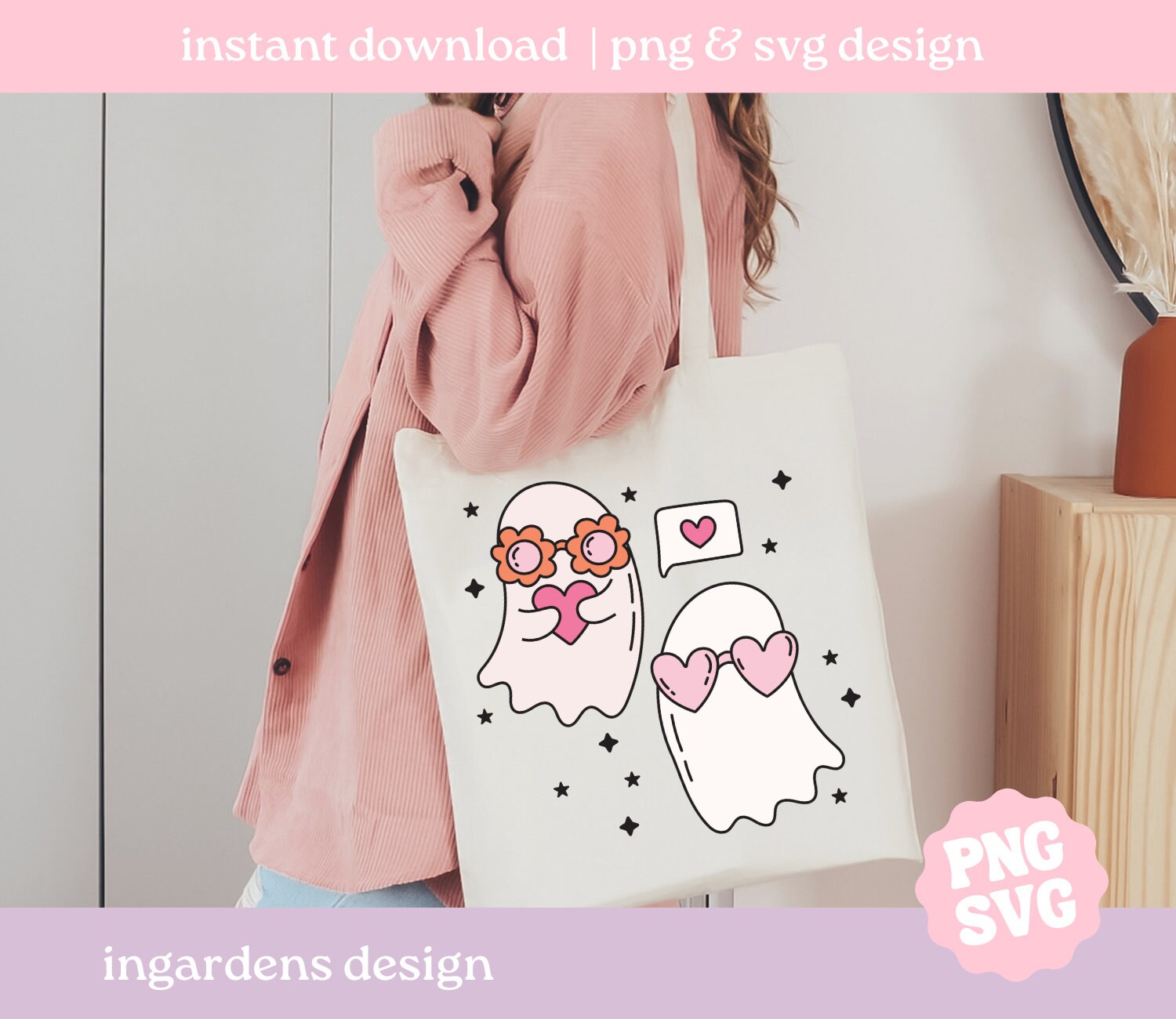 Heart Ghosts SVG PNG, Digital Download Art for Tshirt, Stickers, Mugs ...