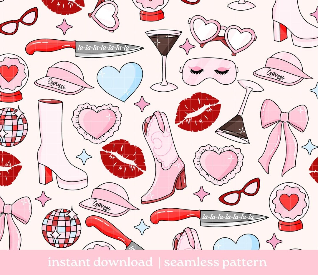 Girly Pop Seamless Pattern, Seamless Pattern, Cute Sweet Short Seamless ...