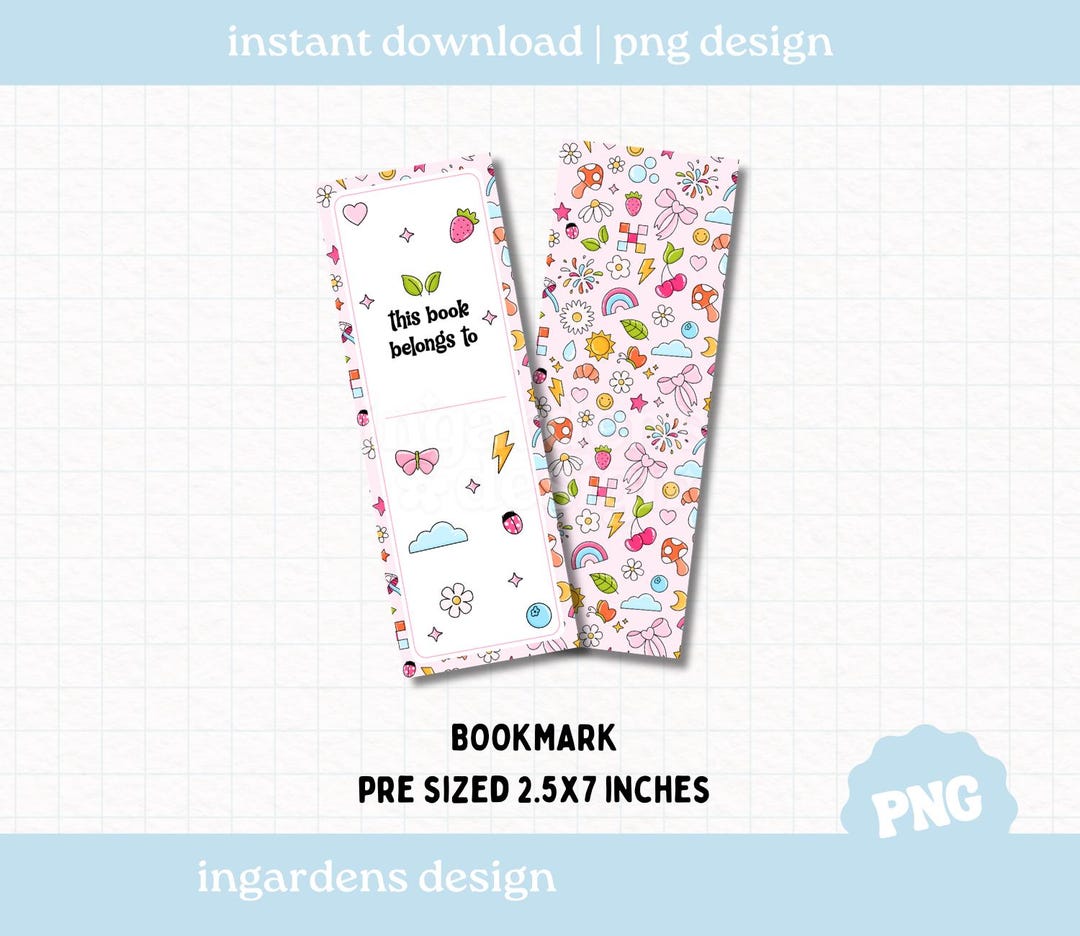 This Book Belongs to Summer Doodles Bookmark PNG, Bookish Reader Design ...