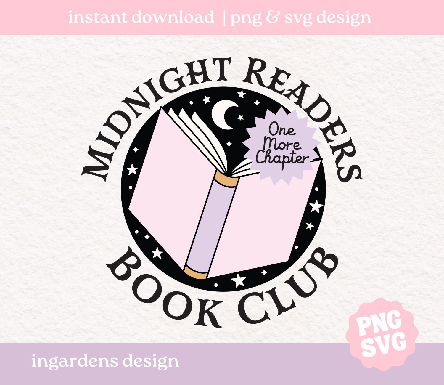 Midnight Readers Book Club PNG SVG, Bookish Png Svg, Digital Download ...