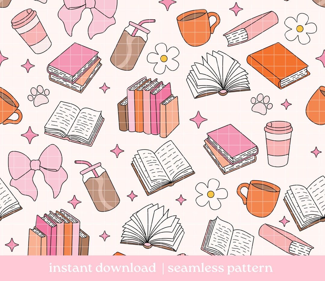 Bookish Seamless Pattern, Bookish Pattern, Digital Download, Seamless ...