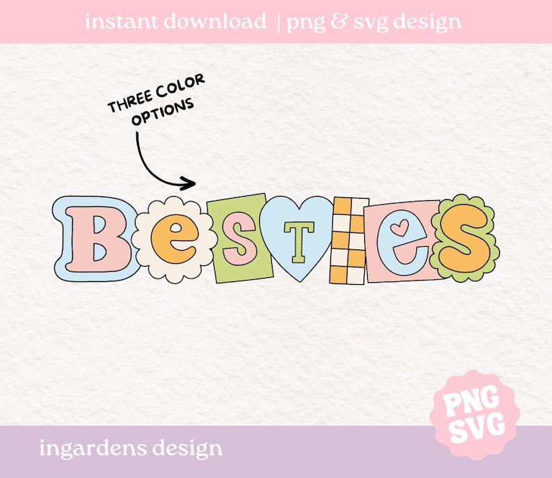 Besties PNG SVG, Trendytype Svg Png, Design for T-shirts, Mugs ...