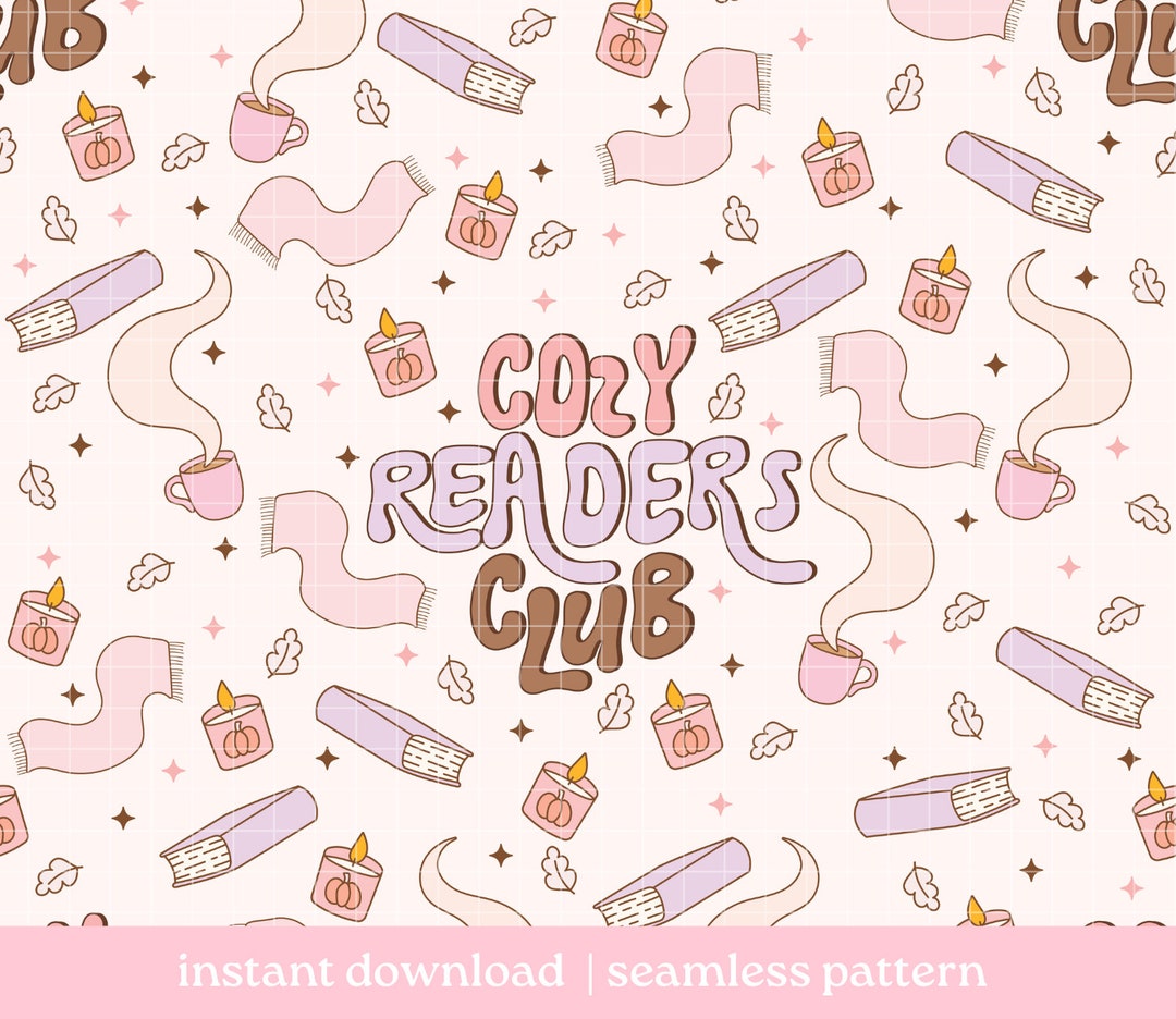 Cozy Readers Club Seamless Pattern, Bookish Pattern, Digital Download, Seamless Pattern, Repeat ...