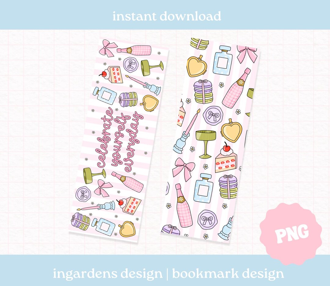 Celebrate New Year Girlie Bookmark PNG, Bookish Reader Bookmarks PNG ...