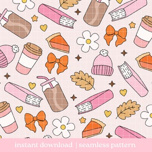 Bookish Girlie Cozy Season Seamless Pattern, Bookish Pattern, Digital ...
