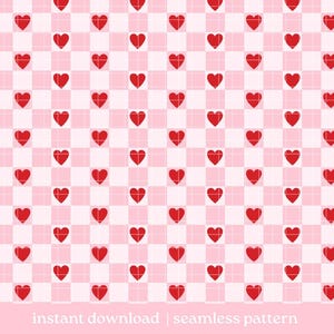 Checkered Heart Seamless Pattern, Checkered Seamless Pattern, Digital ...