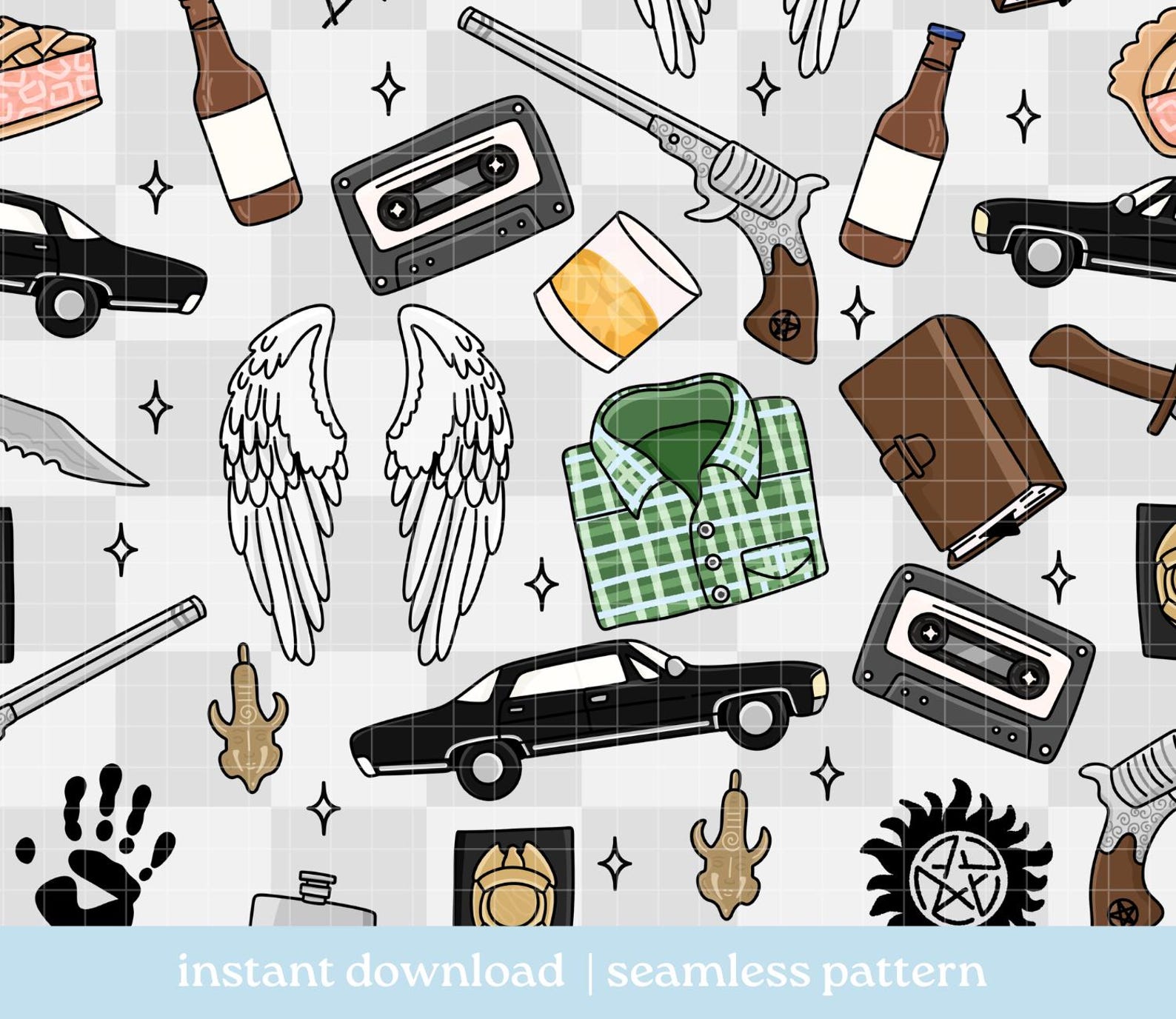 Supernatural Seamless Pattern PNG, Pop Culture Supernatural Seamless ...