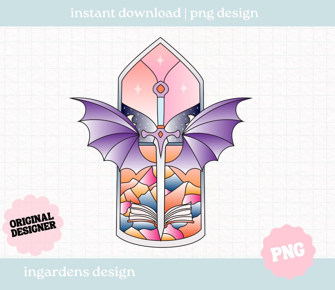 Acotar Stained Glass PNG, Bookish Png, Acotar Crescent City, Digital ...
