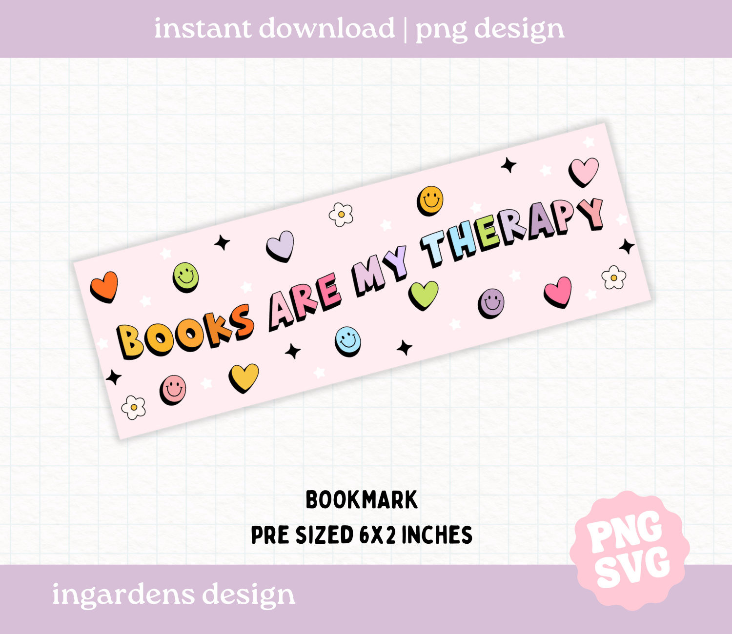 Books Are My Therapy Bookmark PNG, Digital Download for Bookmarks - Etsy
