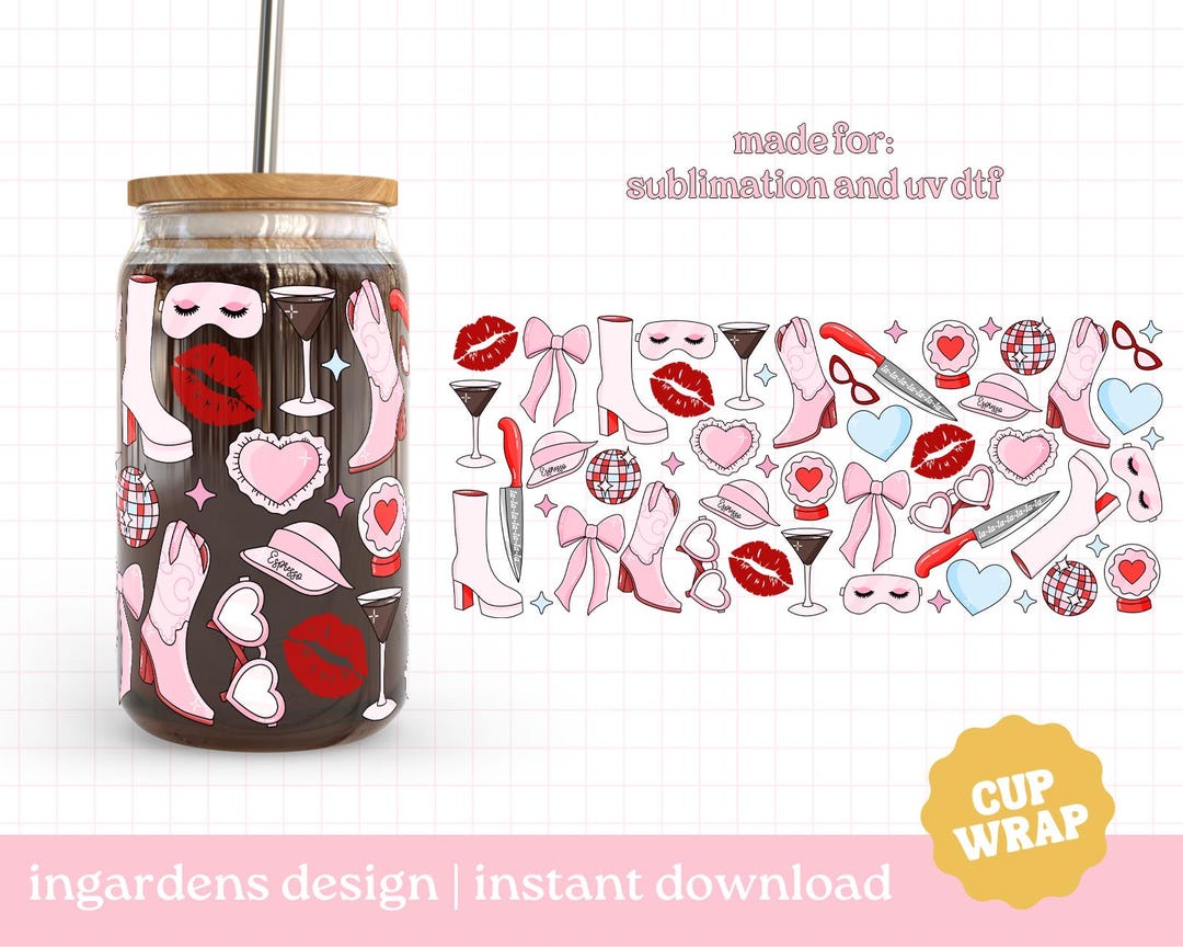 Girly Pop Cup Wrap PNG, Short Sweet Cup Wrap PNG, Pop Culture Png Cup ...