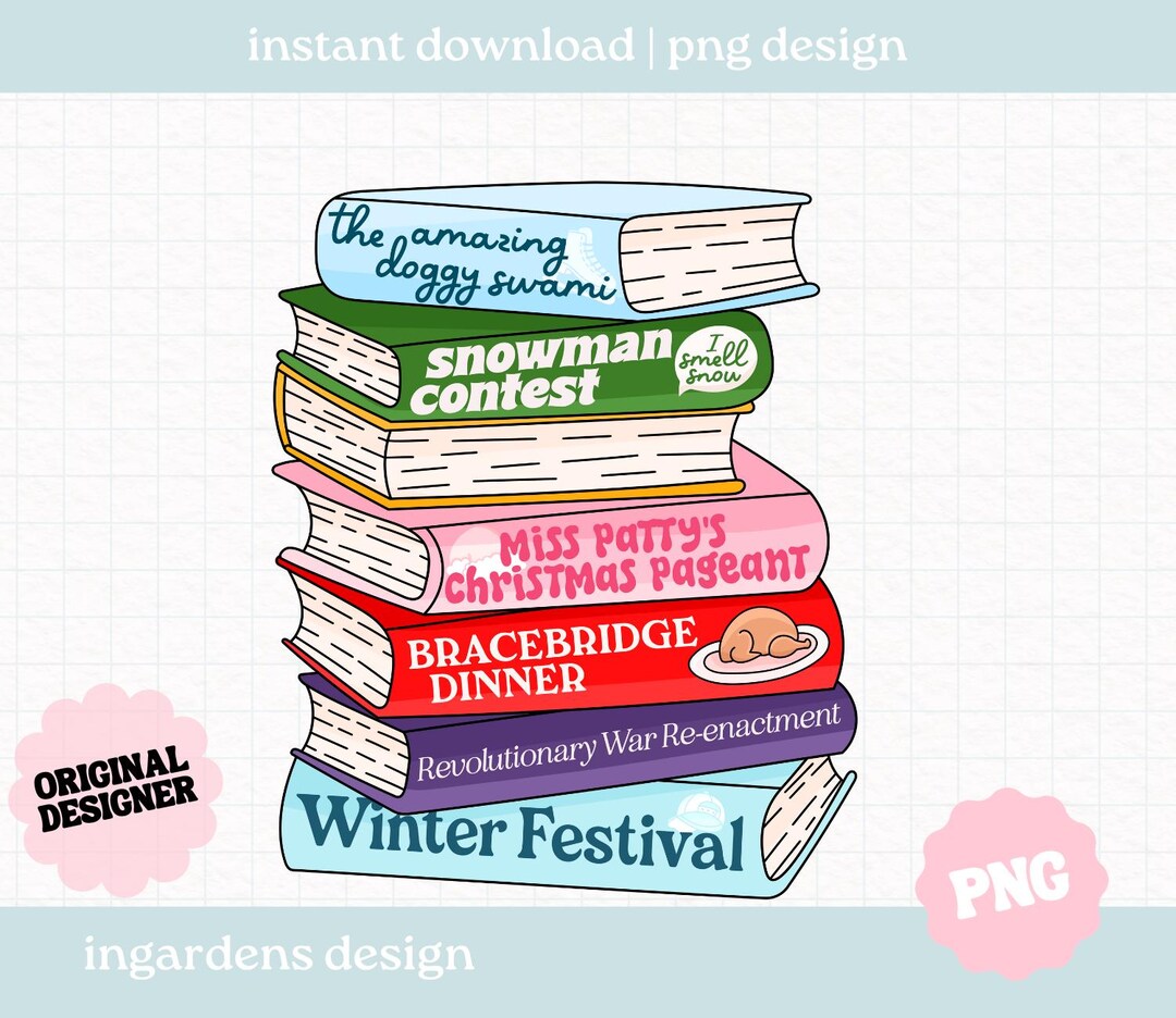 Christmas Book Stack PNG, Stars Hollow Girls Png, Gilmore Winter ...